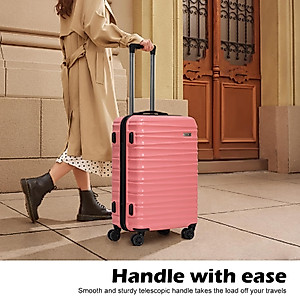MIAZIB Suitcases with Wheels Luggage sets 3 Piece Large Suitcase with Spinner Wheels Clearance Luggage sets Suitcases for Women Hard Carry on Luggage Rolling Luggage set (Pink)