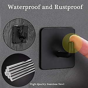 EDMILE Adhesive Hooks for Hanging, EDMILE Wall Hooks Self Adhesive Key Hat Coat Hooks, Stick on Bathroom Towel Hooks, Utility No Drill Hooks for Shower Kitchen Door Outdoor Home 8 Pack, Black