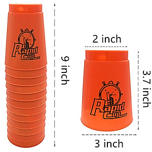 Quick Stacks Cups Sports Stacking Cups Speed Training Game Classic Interactive Challenge Competition Party Toy Set of 12 with Carry Bag-Red