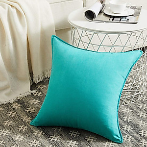 Fancy Homi 2 Packs Premium Faux Suede Decorative Throw Pillow Covers, Super Soft Square Pillow Case,Solid Cushion Cover for Couch/Sofa/Bedroom (16"x 16",Set of 2, Turquoise)