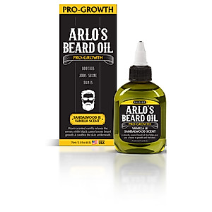 Arlo's Pro Growth Beard Oil - Vanilla Sandalwood 2.5 oz. - Promotes Beard Hair Growth