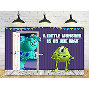 Monster Inc Backdrop for Gender Reveal Party Decorations Monster Inc Background for Baby Shower Party Cake Table Decorations Supplies a Little Monster is on The Way Theme Banner 5x3ft