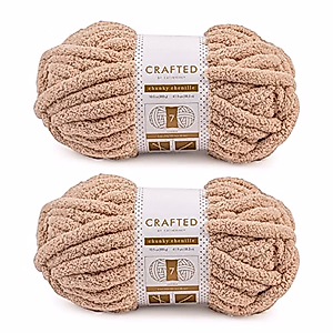Crafted By Catherine Chunky Chenille Yarn - 2 Pack (41 Yards Each Skein), Beige, Gauge 7 Jumbo
