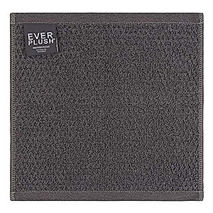 Everplush Diamond Jacquard Quick-Dry Washcloth Towel Set, 6 x (13 x 13 in), Charcoal 6 Count