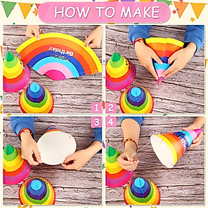 Geyoga 60 Pieces Birthday Party Hats Rainbow Birthday Hats for Kids Paper Cone Hats for Adults Fun Colorful Party Hats Happy Birthday Cap Art Craft Caps for Kids Adults Birthday Party Supplies