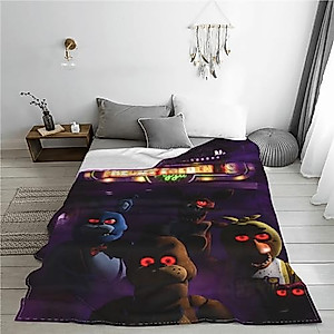 FNAF Bears Flannel Blanket Throw Plush Fleece Throw Blanket Soft Cozy Warm Lightweight for Couch,Bed and Sofa All Season