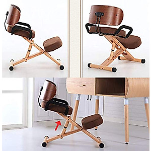 Autopeck Ergonomic Kneeling Chair Posture Wooden Back Office Seat Thick Wood Adjustable Suitable Stool Design Home Healthy Support Improved Knee