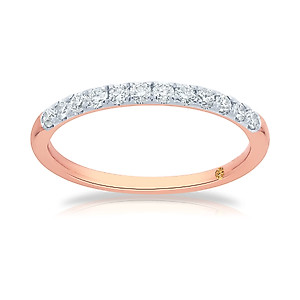 Lab Created Wedding Diamond Band for Women | 10K Rose Gold Certified 1/2 CT TW Diamond Anniversary Ring, Promise Band, Stackable Ring and Wedding Rings | Ring Size 7.5