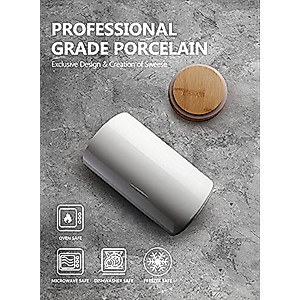Sweese 817.101 Kitchen Canister, 65oz/1930ml Porcelain Food Storage Jar with Bamboo Lid for Ground Coffee, Flour, Tea, Sugar, Airtight Coffee Container, White