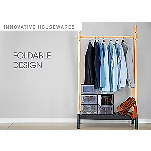 INNOVATIVE HOUSEWARES Shoe Organizer Plastic Storage Bins Clear Stackable Shoe Boxes Shoe and Sneaker Storage Pack of 12 (Transparent Black)