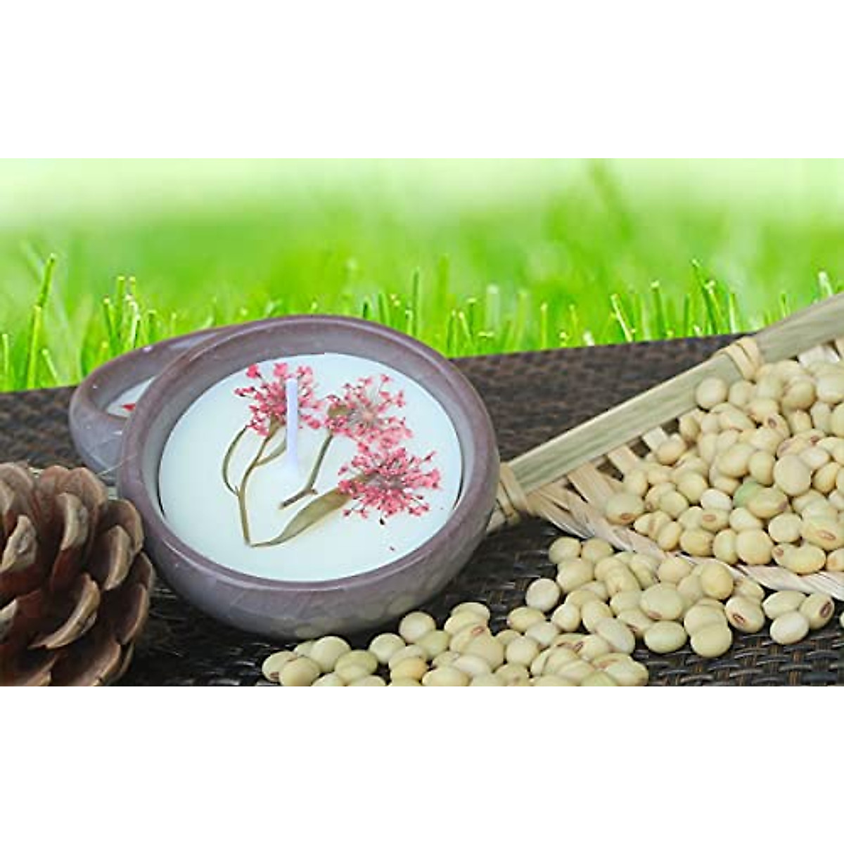 Scented Candles Gifts for Women, Aromatherapy Candle Set, Essential Oil Natural Soy Wax with Real Petal, 4 Pack with Porcelain Cans