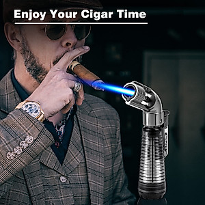 LcFun Torch Lighter 2 Pack Refillable Gas Butane Lighter Windproof Flame Lighter Single Jet Lighters Butane Torch Lighter for Candle, Campfire, Outdoor Fire Pit, Grill, Camping -Butane NOT Included