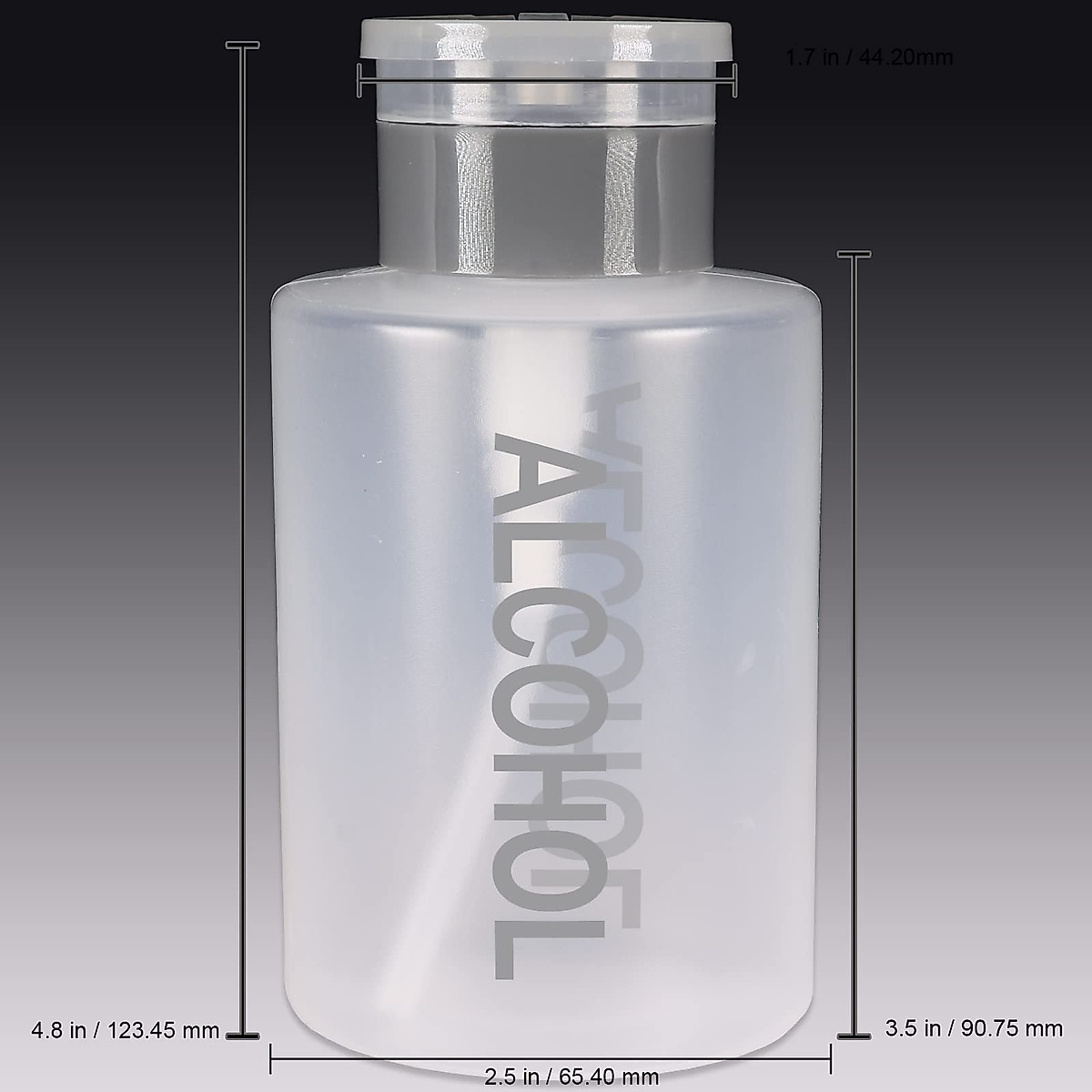 Liquid Push Down Alcohol Dispenser- Clear Bottle- Labeled - 9 Oz Bottle