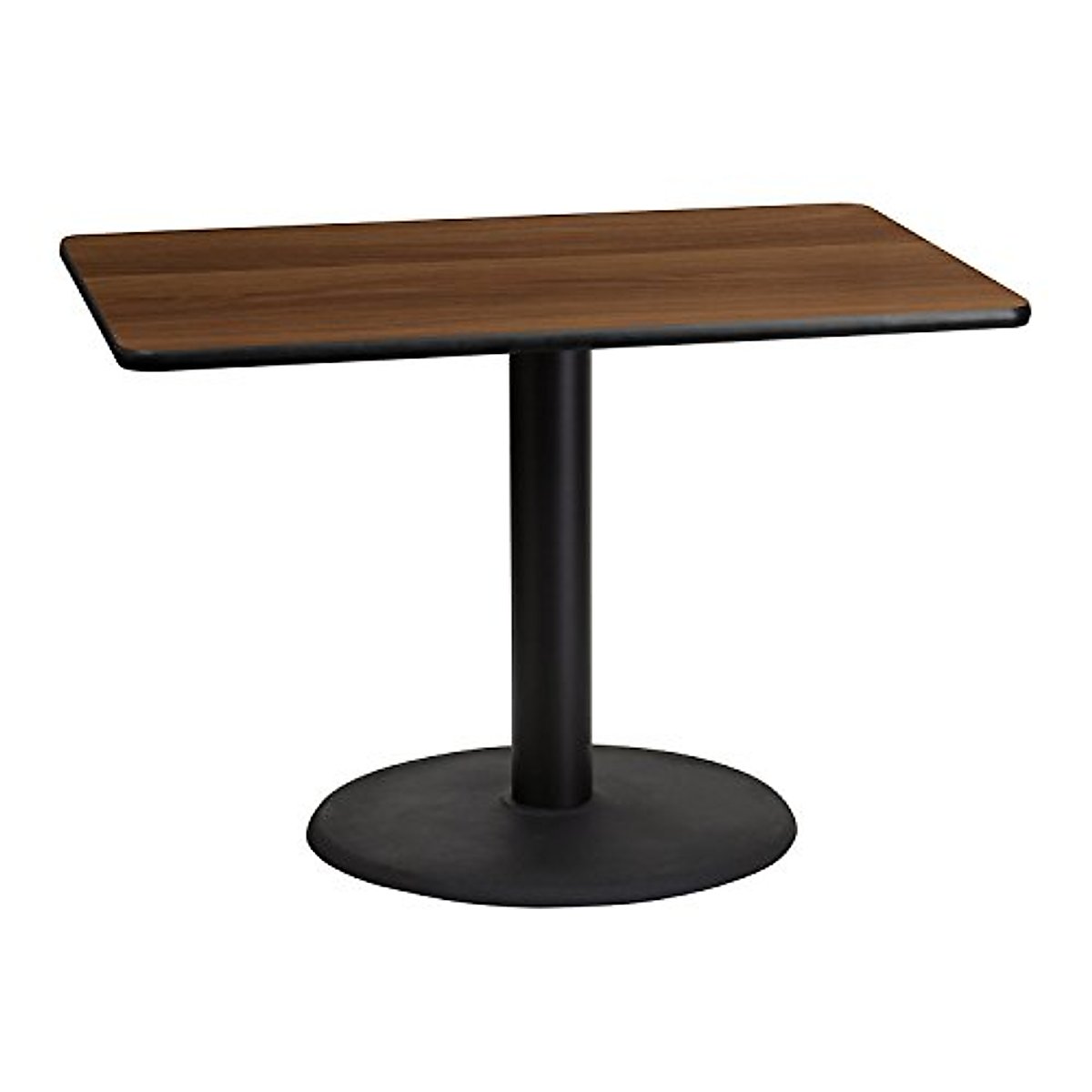 Flash Furniture 30'' x 42'' Rectangular Walnut Laminate Table Top with 24'' Round Table Height Base