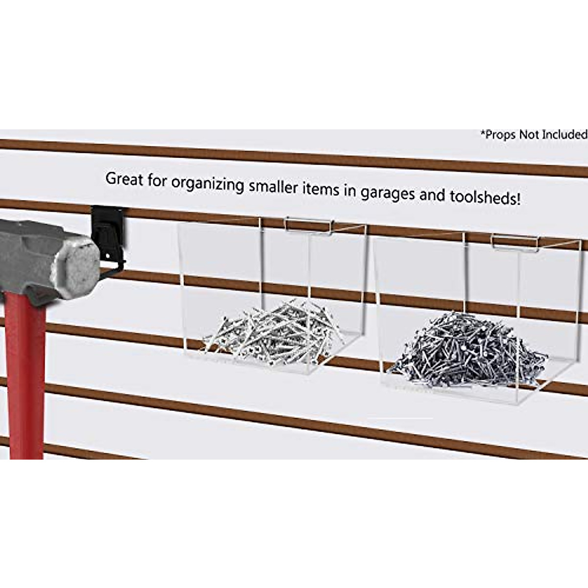 Marketing Holders 4 Pack 5" Slatwall Retail Bin Clear Acrylic Merchandise Storage Organizer Bulk Product Dump Boxes Single Pocket Plexiglass Caddy for Retail Stores and Service Centers