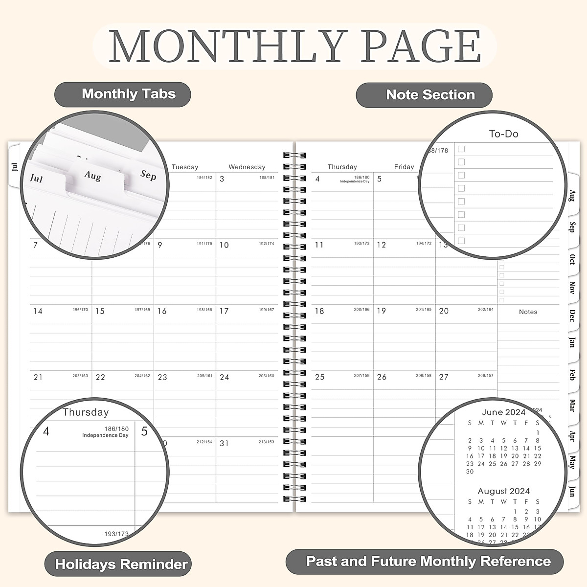 2024-2025 Planner - Weekly and Monthly Planner 2024-2025, 9” × 11”, Planner 2024-2025 from JUL. 2025 to JUN. 2025, Inner Pocket, Premium Paper, Twin-wire Binding, Make Life Productive - Gray