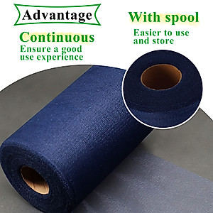 Navy Blue Tulle Fabric Rolls 6 Inch by 100 Yards (300 feet) Fabric Spool Tulle Ribbon for DIY Navy Blue Tutu Bow Baby Shower Birthday Easter Party Wedding Decorations Christmas Craft Supplies