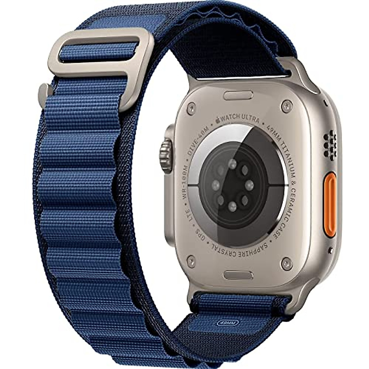 Zsuoop Alpine Loop Nylon Bands Compatible with Apple Watch Ultra 49mm 42mm 44mm 45mm,Adjustable Sport with Metal Titanium G-Hook Stretchy bands for iWatch Series 8/7/6/5/4/3/2/1/SE,Women Men,Blue