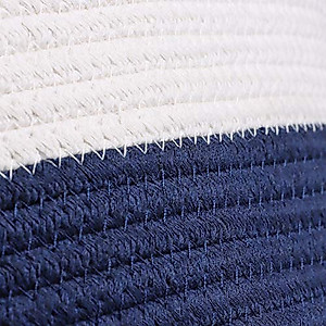 Zilink Blanket Basket Living Room XXXL Large Rope Woven Toy Round Basket 21.7" x 21.7" x 13.8" with Handle Storage Comforter Cushions Thread Hamper