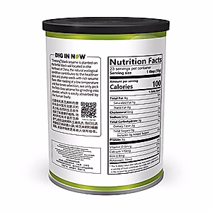 ONETANG Organic Black Sesame Powder, Protein Source No Sugar, Low Temp Roasted, Halal, Non-GMO, Black Sesame Paste 12.36 Oz (350g)