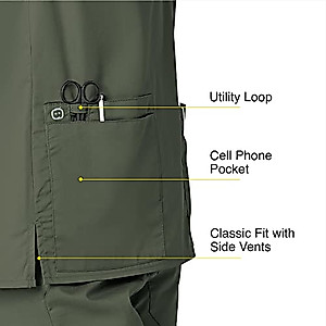 WonderWink WonderWORK Women’s V-Neck Scrub Top — Olive, Medium