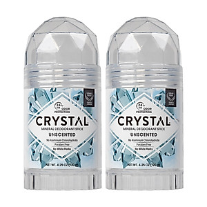 CRYSTAL™ Travel Stick Mineral Deodorant - Unscented Body Deodorant With 24-Hour Odor Protection, Non-Staining & Non-Sticky, Aluminum Chloride & Paraben Free, 1.5 FL OZ – (Pack of 2)