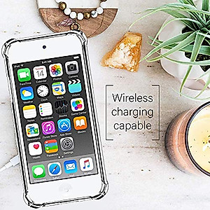 OOK Designed for iPod Touch 5 6 7 Case Rose Floral Design with Neck Strap Lanyard for Women Girls Protective Clear Transparent Bumper Case Cute Grey Pink Flower for iPod Touch 7th/ 6th/ 5th Gen