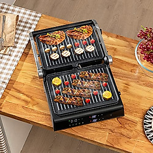 Giantex 3-in-1 Panini Press Sandwich Maker, Electric Indoor Grill, 2 Removable Non-Stick Plates, Dishwasher Safe, Independent Temperature Control, 4 Hours Timer, 5 Auto Modes, LED Display, Drip Tray