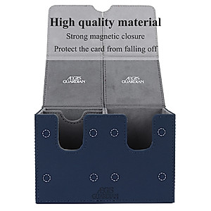 AEGIS GUARDIAN Card Deck Box with Dice Tray for MTG Cards Commander Deck Box Hold 150+ Sleeved Cards, PU Leather Strong Magnet Deck Box Deck Game Case Card Storage Box for TCG CCG, Blue