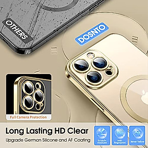 DOSNTO Magnetic Clear for iPhone 12 Pro Case with MagSafe [Integrated Camera Glass] [Original iPhone Exterior] Silicone Cover Slim Thin [Non-Yellowing] Anti-Fingerprint Scratch Wireless Charging