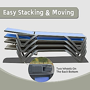 Domi Pool Lounge Chairs Set of 2, Adjustable Aluminum Plastic Outdoor Chaise Lounge, All Weather for Outside Beach Poolside Lawn-Grey Textilene