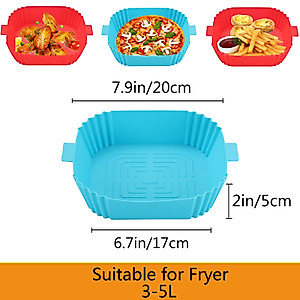 Air Fryer Silicone Liners-Silicone Air Fryer Liners,Air Fryer Liners Rectangular Silicone Air Fryer Basket Accessories Airfryer Liners Rectangle Air Fryer Liner Pot Basket Reusable Baking Tray 2pcs