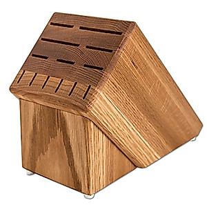 Rada Cutlery Essential Oak Knife Block 13 Slots for Steak, Paring, Chef and Kitchen Knives Made in USA, 10 x 7-1/2 x 4-7/8 Inches