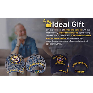 Trendy Zone 21 US Navy Veteran Hat for Men and Women, Officially Licensed Product | United States Navy (USN) | Ideal for Gifting | Navy Blue