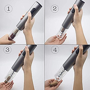 Wine Opener Electric,Wine Bottle Opener, Rechargeable Corkscrew with USB Charging Line,Pourer, Foil Cutter, Vacuum Pumping Stopper Battery Powered Cordless Wine Opener Kit