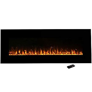 Northwest Electric Fireplace Wall Mounted Color Changing LED Fire and Ice Flames, NO Heat, Multiple Decorative Options and Remote Control, 54", Black