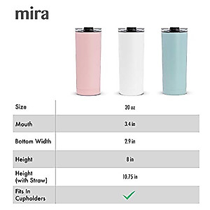 MIRA 20 oz Stainless Steel Vacuum Insulated Tumbler with Tritan Flip Lid - Double Walled Thermos Mug for Hot or Cold Drinks - Reusable Travel Cup - Taffy Pink