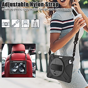 ZenRich iPad Air 5th Generation Case 2022, iPad Air 4th Generation 10.9 inch Case with Pencil Holder/Stand/Hand Strap/Shoulder Belt, Shockproof Case for iPad Air 10.9'',Black