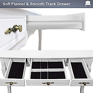 ENSTVER Vanity Beauty Station,Tri-Folding Mirrors,6 Organization 7 Drawers Makeup Dress Table with Cushioned Stool-White