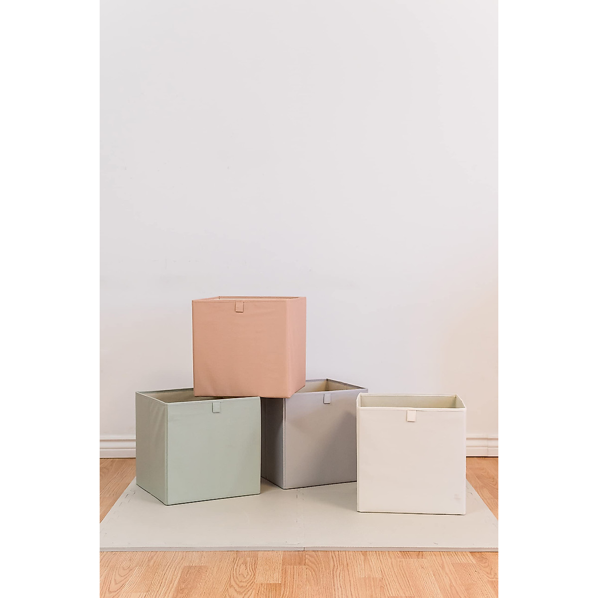 3 Sprouts Recycled Fabric Cube Storage Bin - 13 Inch Collapsible Organizer for Cube Shelving Systems, Kids Cubby Bins - Clay