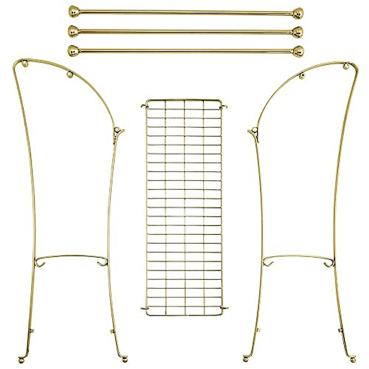 mDesign Large Standing Metal Bathroom Towel Holder Stand with Shelf - 3-Tier Towel Rack Stand for Hanging Bath, Hand, and Fingertip Towels - Towel Stand for Bathroom - Hyde Collection - Soft Brass