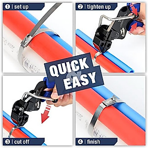 iCrimp Stainless Steel Cable Tie Tool Zip Gun Metal Zip Tensioner with Built-in Cutter, Release Tool included