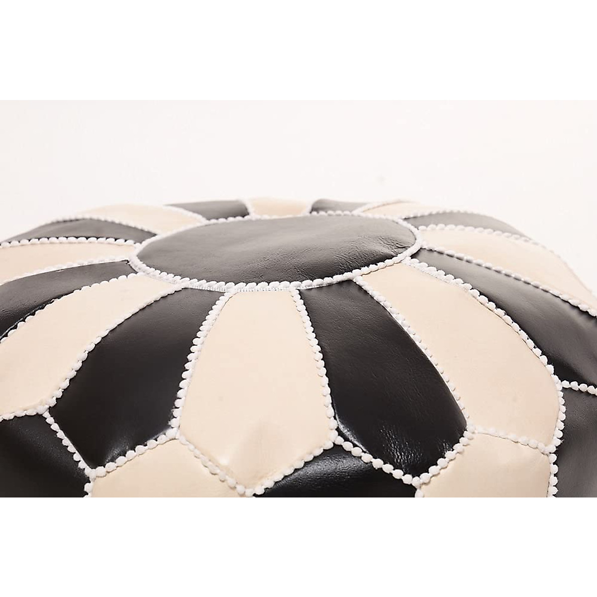 LEATHEROOZE Moderner Leather Pouf Unstuffed Ottoman Moroccan Footstool, Floor Footrest Cushion, Storage Solution - Double Color pouffe(14 * 18 * 18 inch)