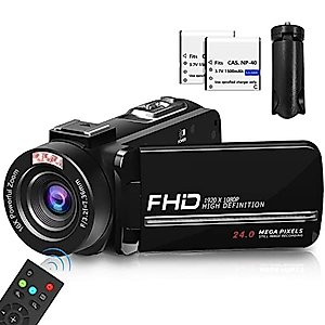 WIKICO Camcorder, 1080P Video Camera for YouTube with Infrared Night Vision, 18X Digital Zoom, 3.0“ 270° Rotation Touch Screen, Vlogging Camera for Beginners with Mini Tripod and 2 Batteries
