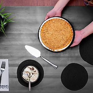 Round Cotton Trivets Set of 4 in Black by Beets & Berry, 7 inch and 9 inch Diameter, Pot Holders, Hot Pads, Hot Mats, 100% Pure Eco Cotton, Boho, Farmhouse, Mid Century Modern, Kitchen Decor