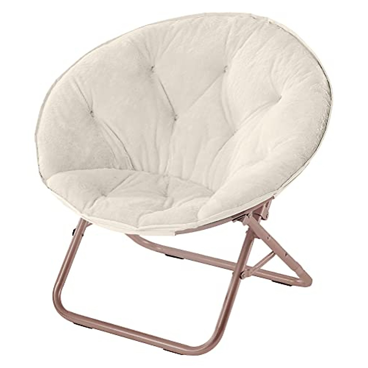 Urban Lifestyle Faux Fur Saucer Chair, 22"D x 32"W x 29"H, White/Gold