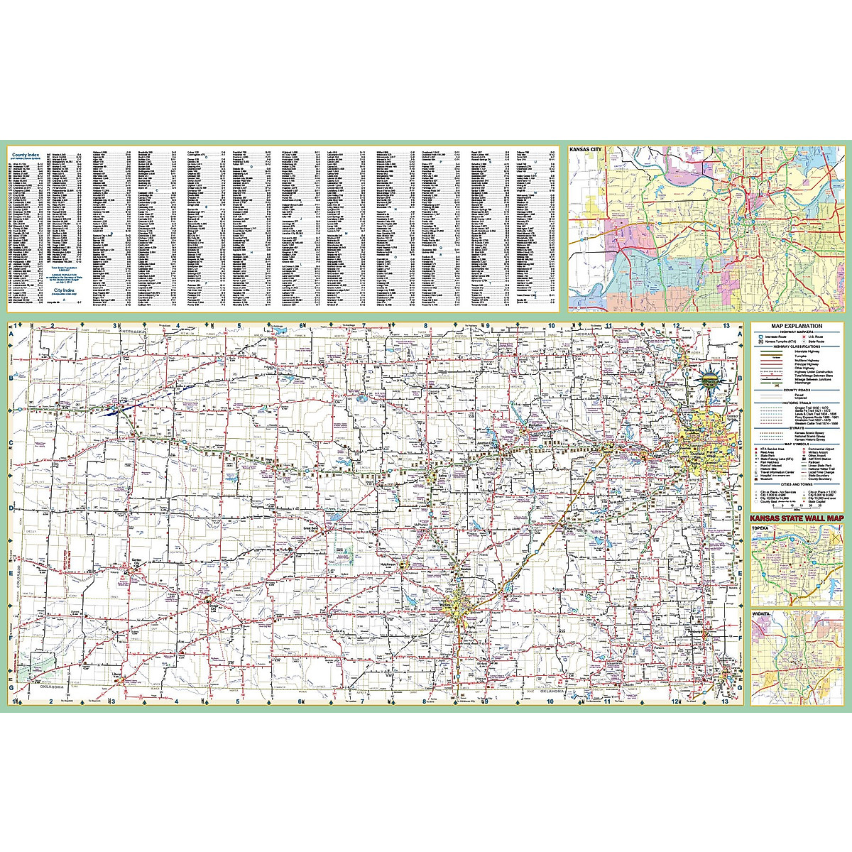 36x52 Kansas State Official Executive Laminated Wall Map