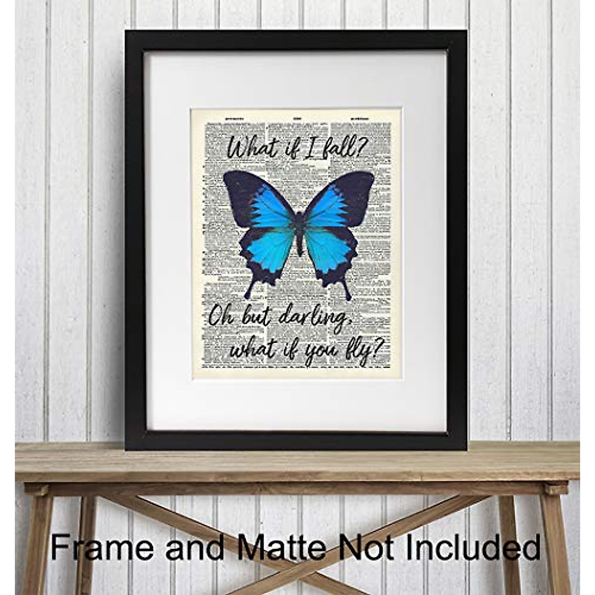 Inspirational Wall Art - Home Decor, Room Decorations for Bedroom, Office, Living Room - Unique Cute Boho Gift for Women, Girls, Teens - Blue Butterfly – 8x10 Self Confidence Picture Poster Sign