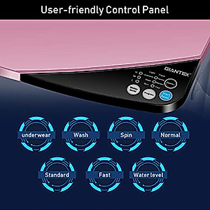 Giantex Full-Automatic Washing Machine Portable Washer and Spin Dryer 7.7 lbs Capacity Compact Laundry Washer with Built-in Barrel Light Drain Pump and Long Hose for Apartments Camping (White & Pink)