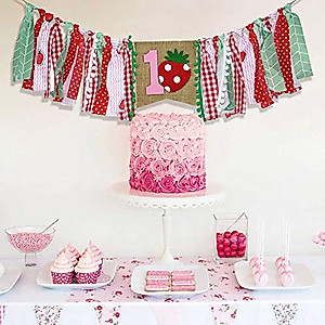 Strawberry One Highchair Banner Baby Girl 1st Birthday Party High Chair Bunting Garland Decoration